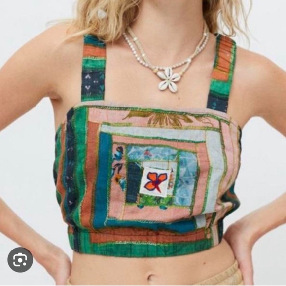 Kimchi Blue | Tops | New Uo Kimchi Blue Amira Cropped Patchwork Tank Top | Poshmark